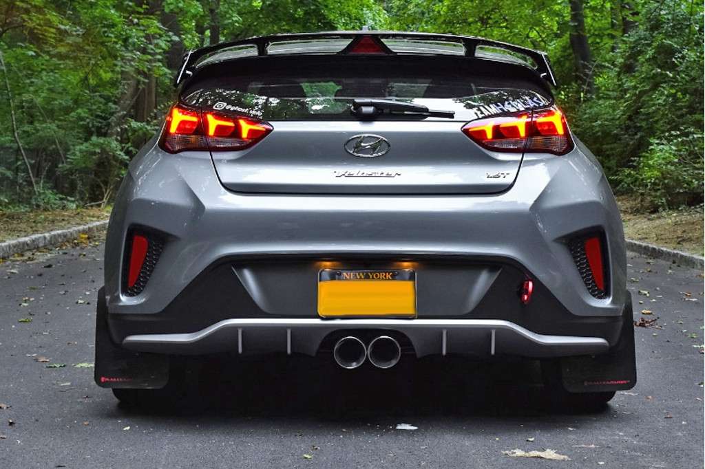 Rally Armor Mud Flaps – Hyundai Veloster JS 2019+ (Black/Dark Grey ...