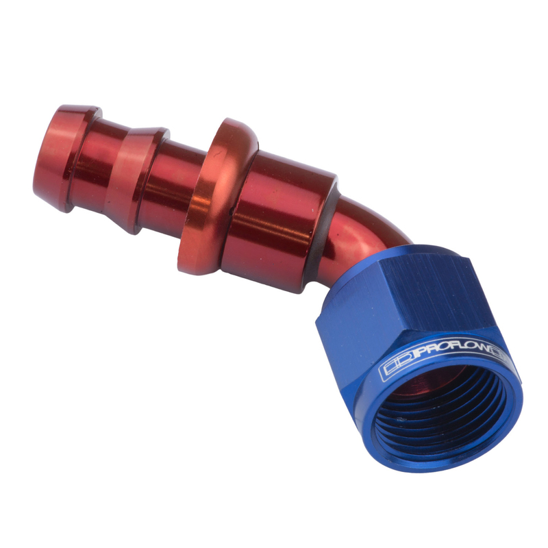 Proflow 60 Degree Push Lock Hose End Barb 1/4” To Female -04AN ...